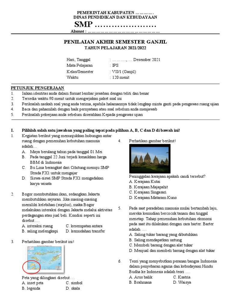 SOAL PAS IPS Kelas VII 2021 | PDF