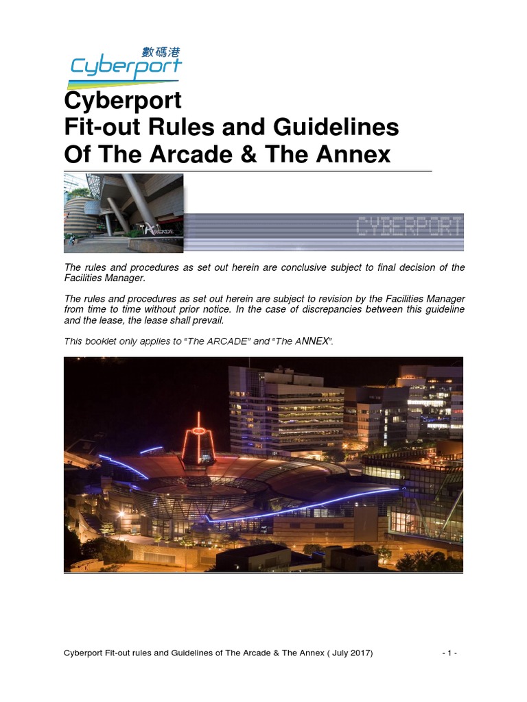 Cyberport Fit-Out Rules and Guidelines of The Arcade The Annex | PDF ...