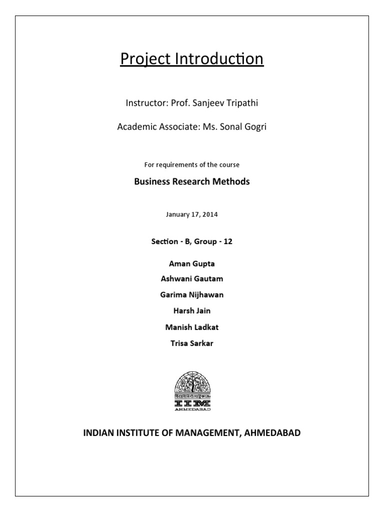 Project Introduction: Instructor: Prof. Sanjeev Tripathi Academic ...