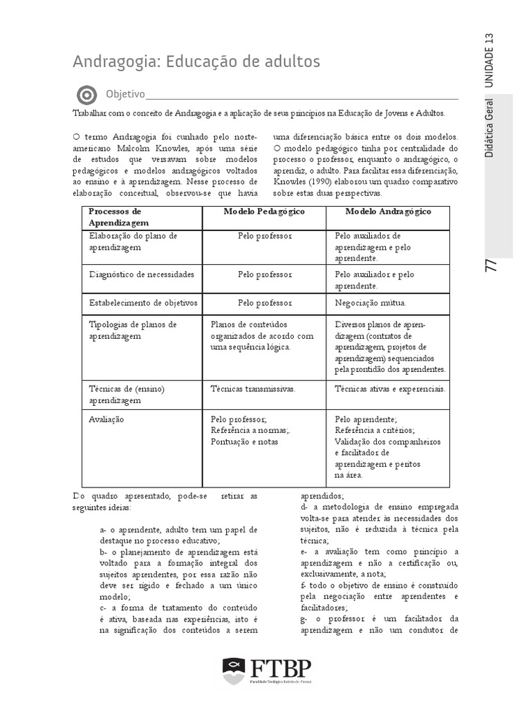 Andragogia: Princípios da Educação de Adultos | PDF | Aprendizado ...