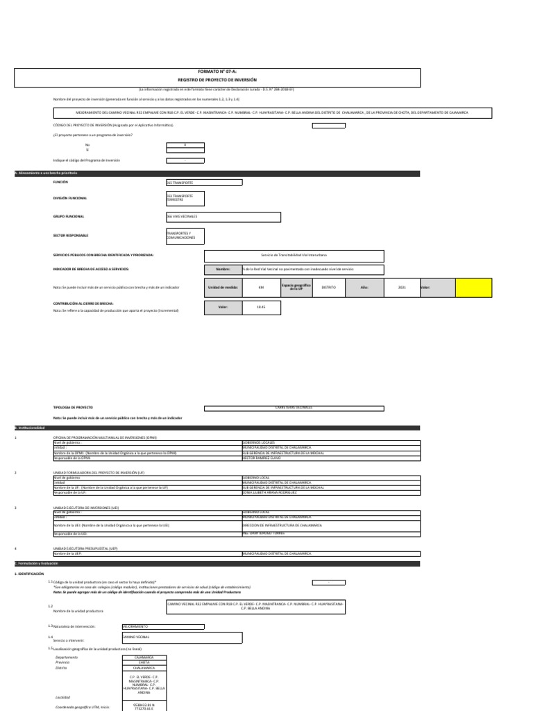 FORMATO 7A - Chalamarca | PDF | Asociación público-privada ...