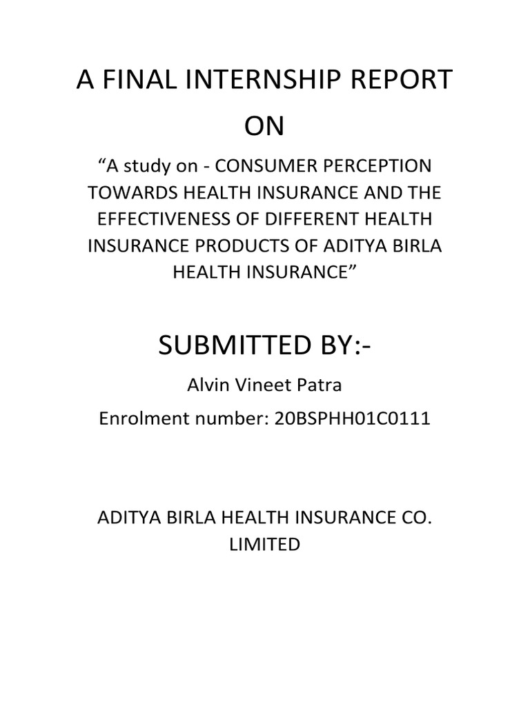 20BSPHH01C0111 - Summer Internship Final Report | PDF | Insurance ...