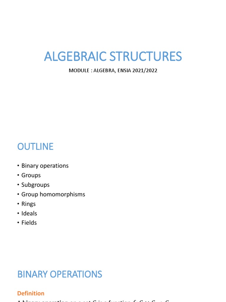 Algebraic Structures | PDF | Ring (Mathematics) | Integer