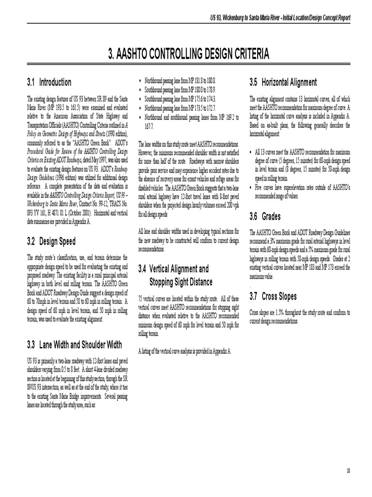 3 AASHTO Controlling Design Criteria | PDF | Lane | Transport