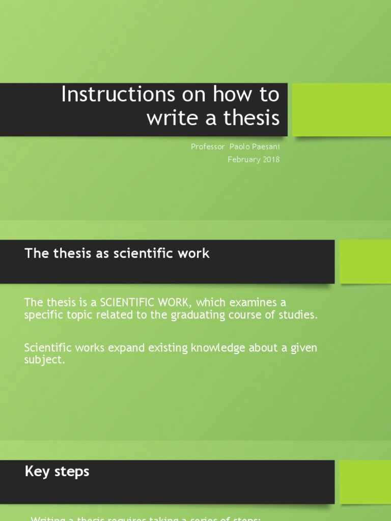 Instructions On How To Write A Thesis: Professor Paolo Paesani February ...