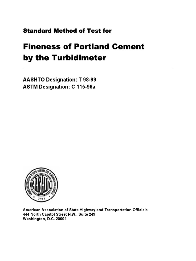 Wagner Turbidimeter Test for Cement Fineness | PDF | Resistor | Density