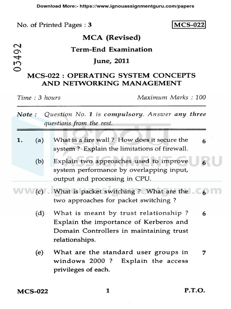 MCS 022 Previous Year Question Papers by Ignouassignmentguru | PDF | Computer Network ...