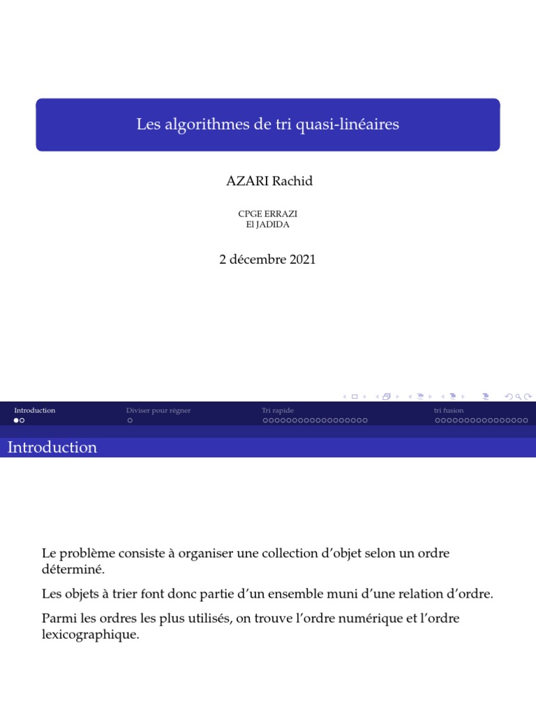 Algorithmes de tri quasi-linéaires | PDF | Programmation informatique | Informatique théorique