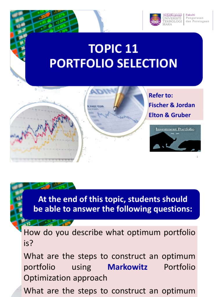 FIN552 Topic 11 Portfolio Selection | PDF | Modern Portfolio Theory | Risk