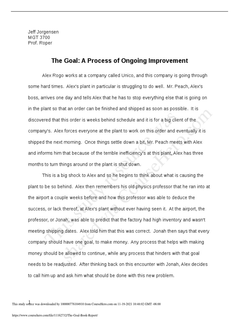 The Goal Book Report | PDF | Inventory