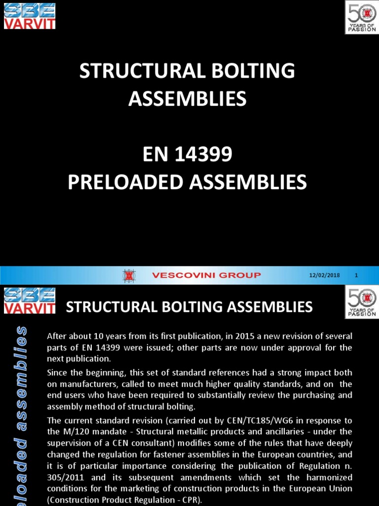En 14399 Preloaded Assemblies | PDF | Screw | Nut (Hardware)