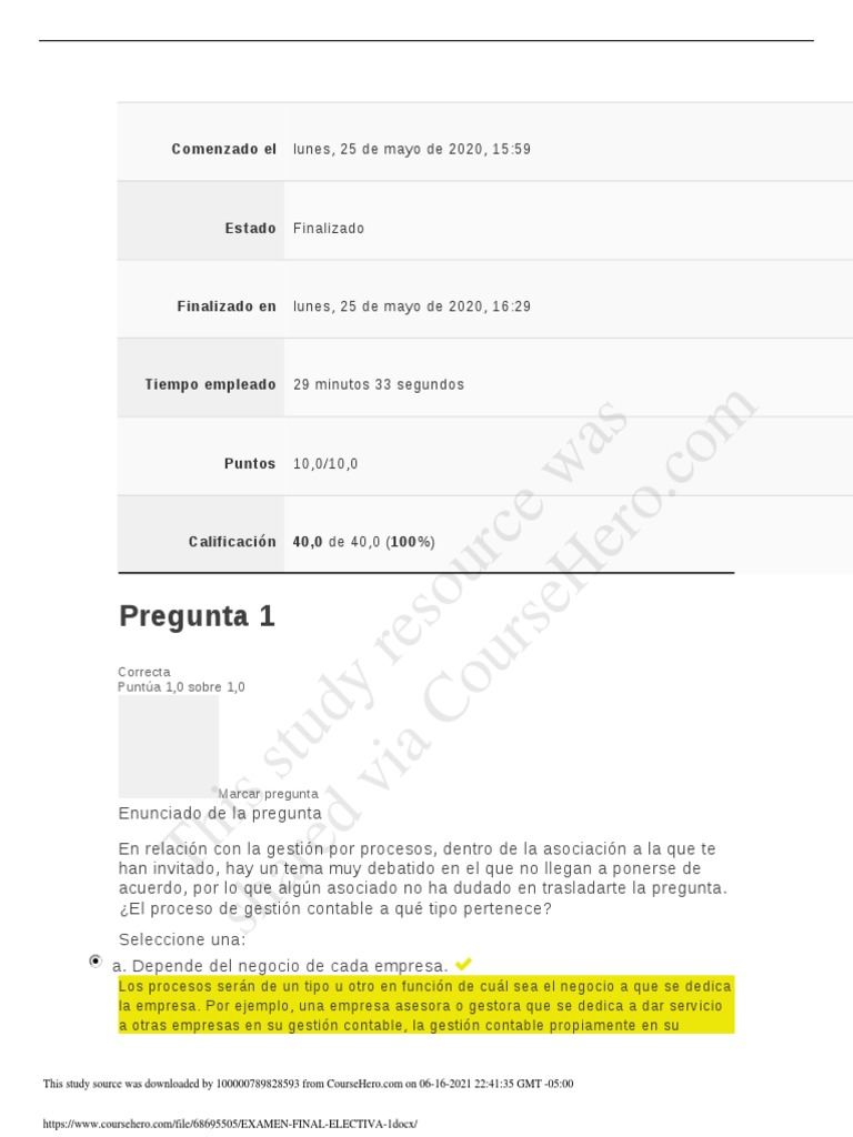 Examen Final Electiva 1 | PDF | Gestión de la calidad | Calidad