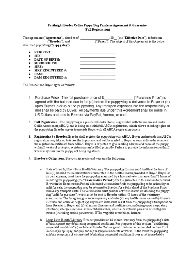 Forthright Farms Contract | PDF | Horse Breeding