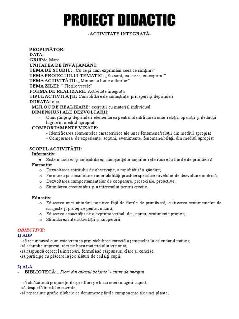 Activitate Integrata | PDF