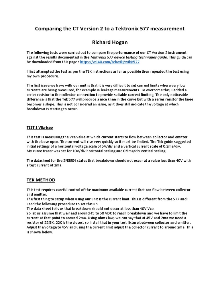 CT Version 2 vs Tektronix 577 Test | PDF | Electronic Engineering ...