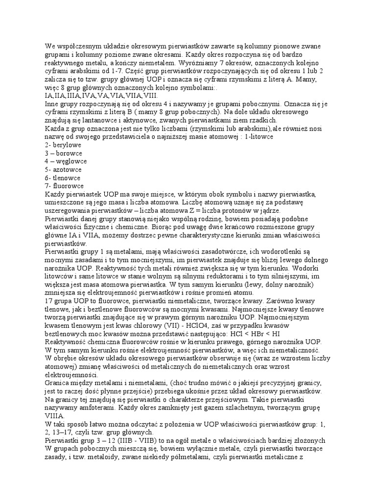 Uklad Okresowy A Budowa Atomu1 | PDF