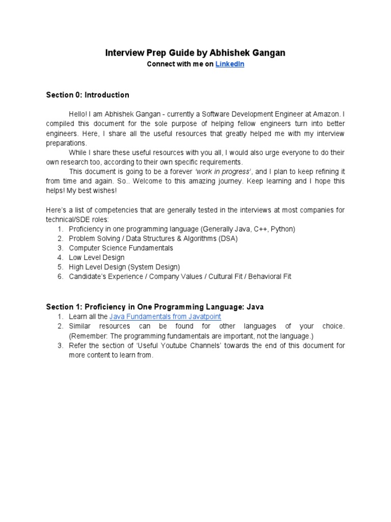 Interview Prep Guide by Abhishek Gangan | PDF | Résumé | Computer ...
