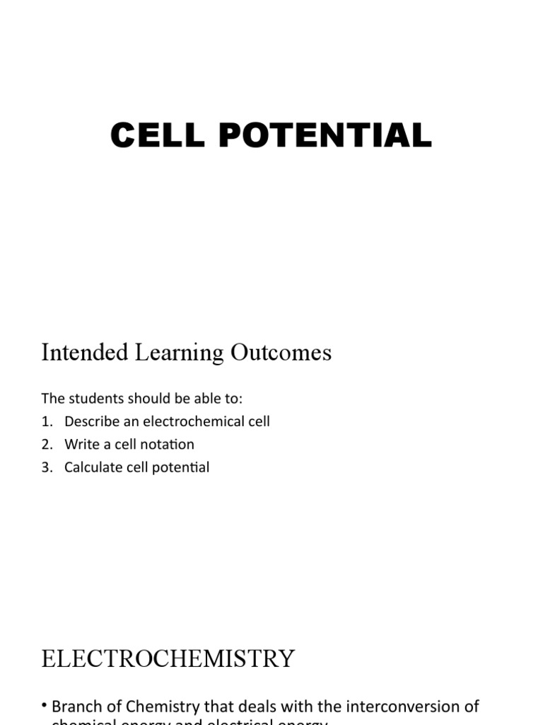 Cell Potential | PDF | Redox | Electrochemistry