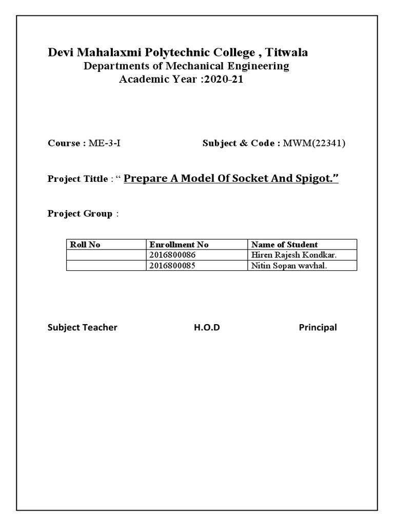MWM Project Diploma CLG | PDF | Pipe (Fluid Conveyance) | Stress (Mechanics)
