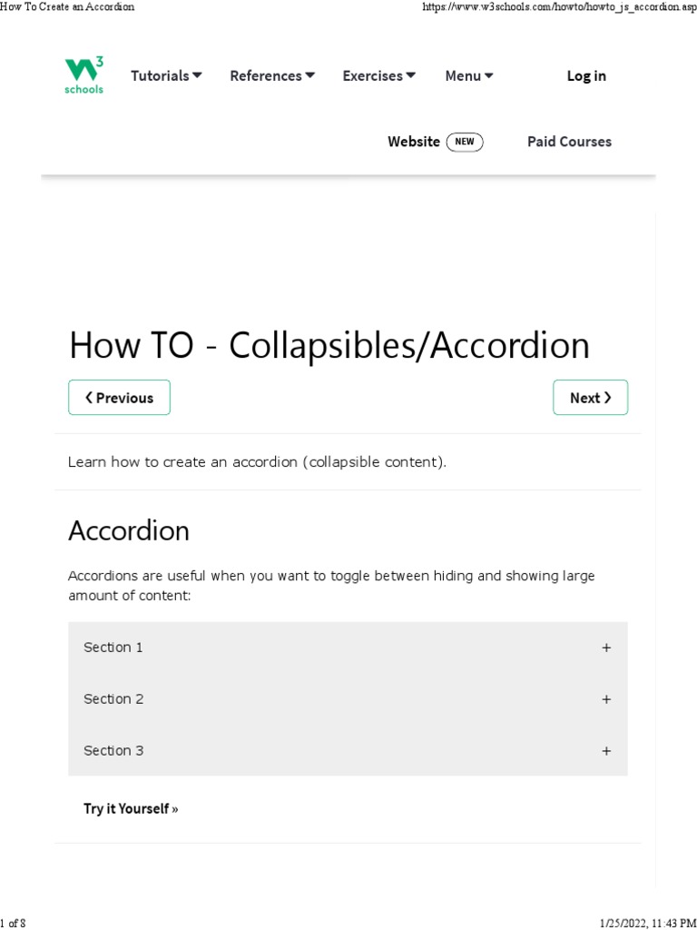 How TO - Collapsibles/Accordion | PDF | Bootstrap (Front End Framework) | Java Script
