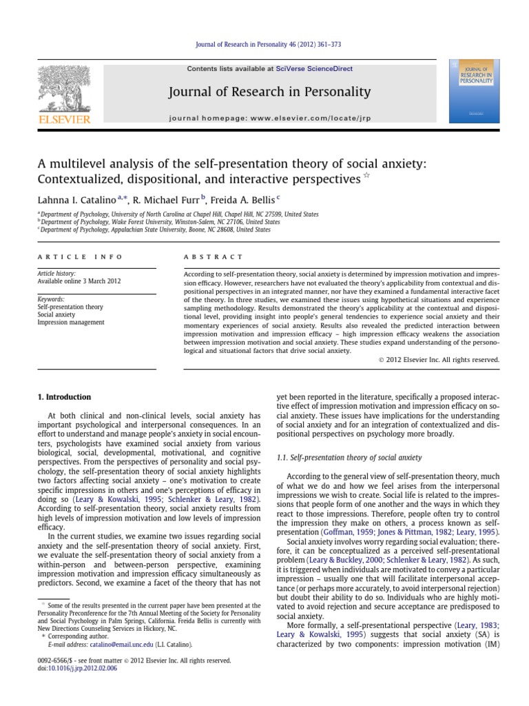 2.A Multilevel Analysis of The Self-Presentation Theory of Social ...