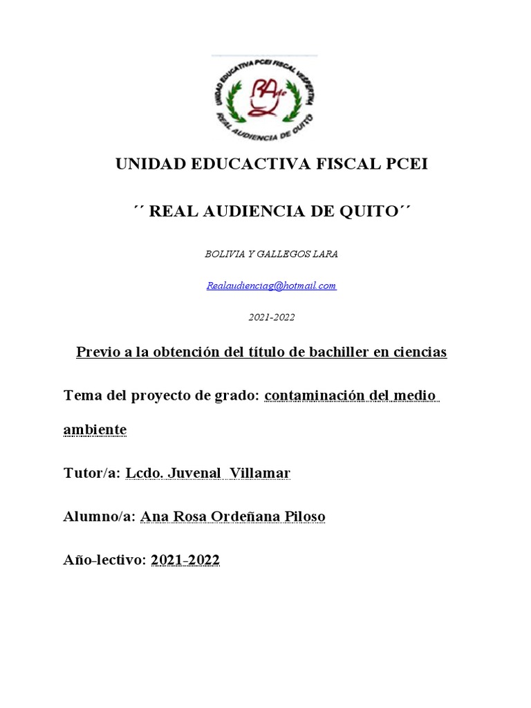Proyecto sobre Contaminación Ambiental | PDF | La contaminación del ...