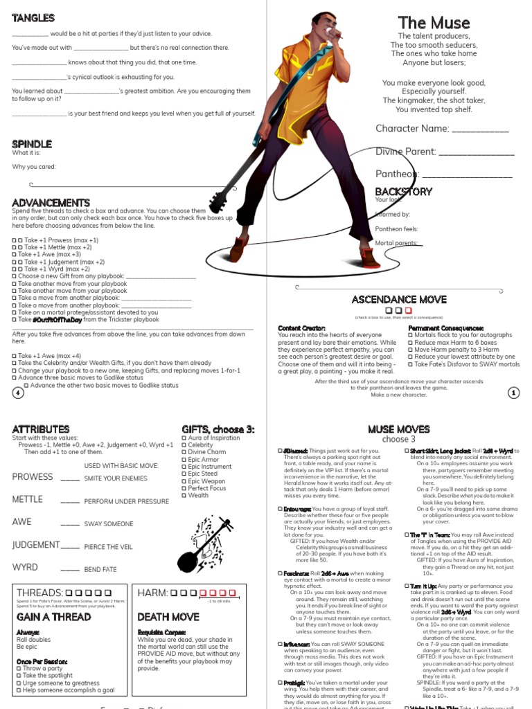 Demigods Character Sheet Muse | PDF
