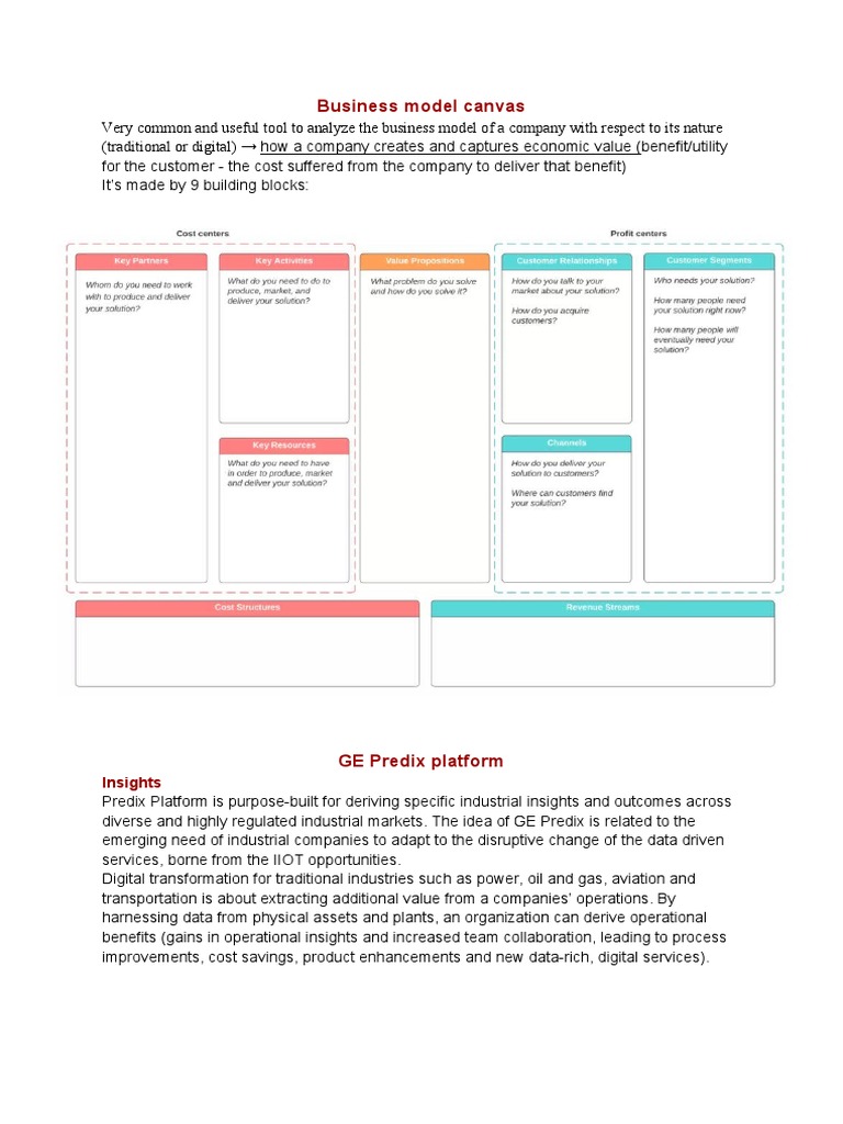 Ge Predix and Business Model Canvas | PDF | Analytics | Computing