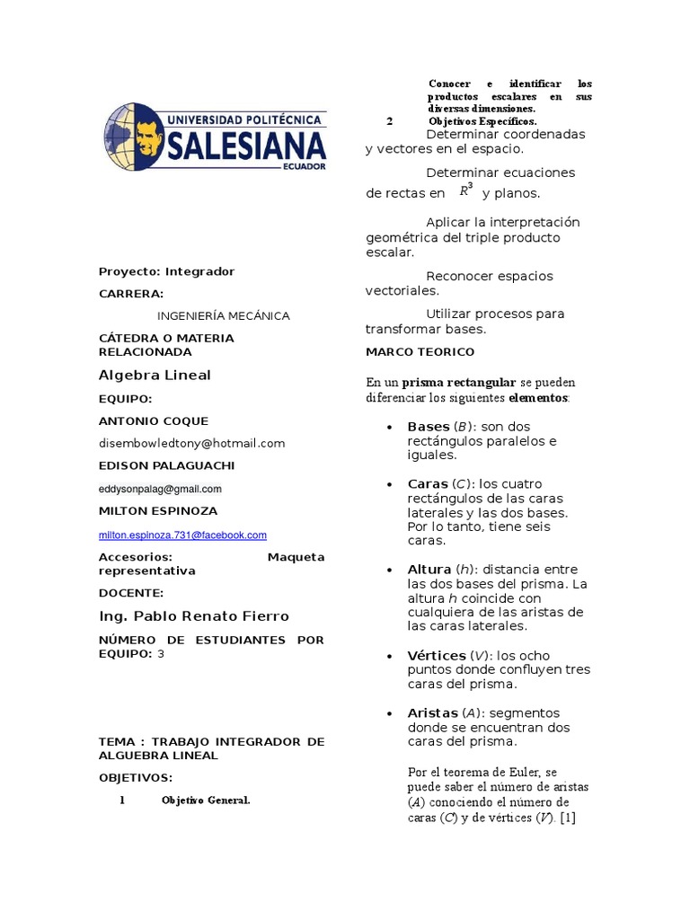 Trabajo Integrador de Álgebra Lineal | PDF | Tetraedro | Geometría