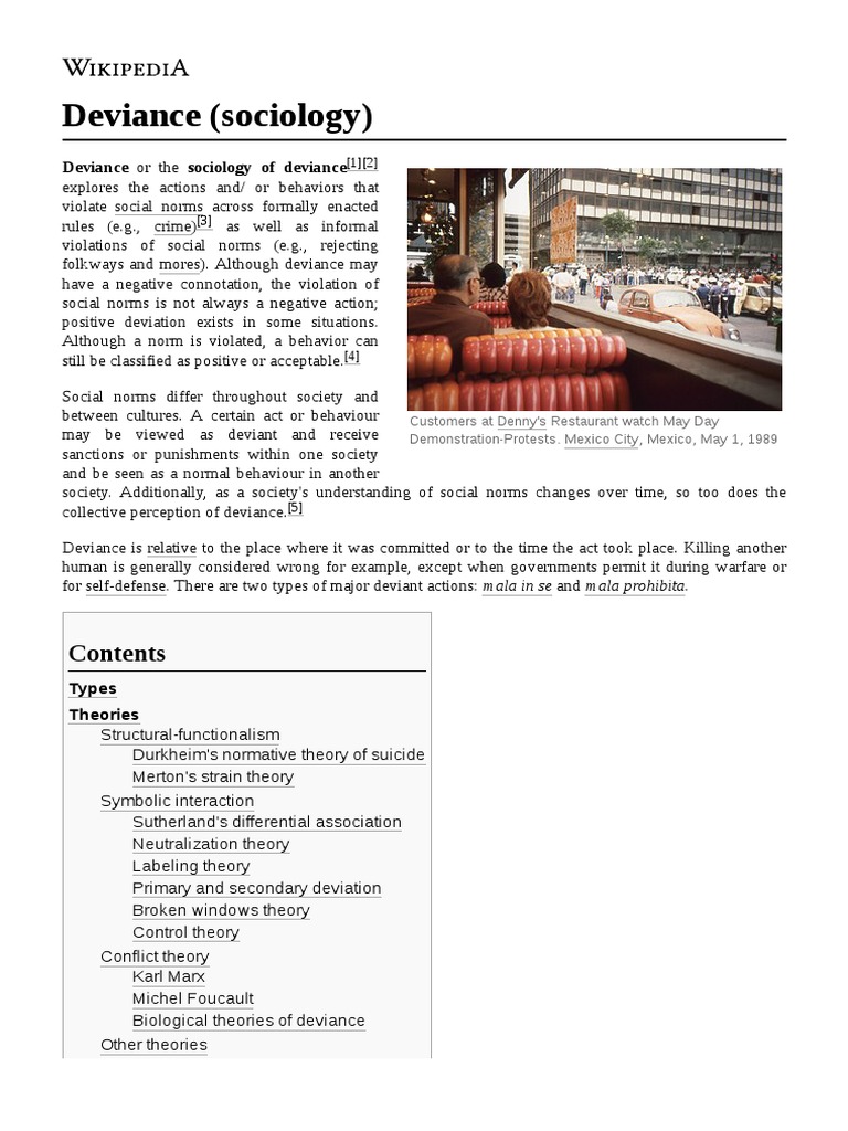 Deviance or The Sociology of Deviance | PDF | Deviance (Sociology ...