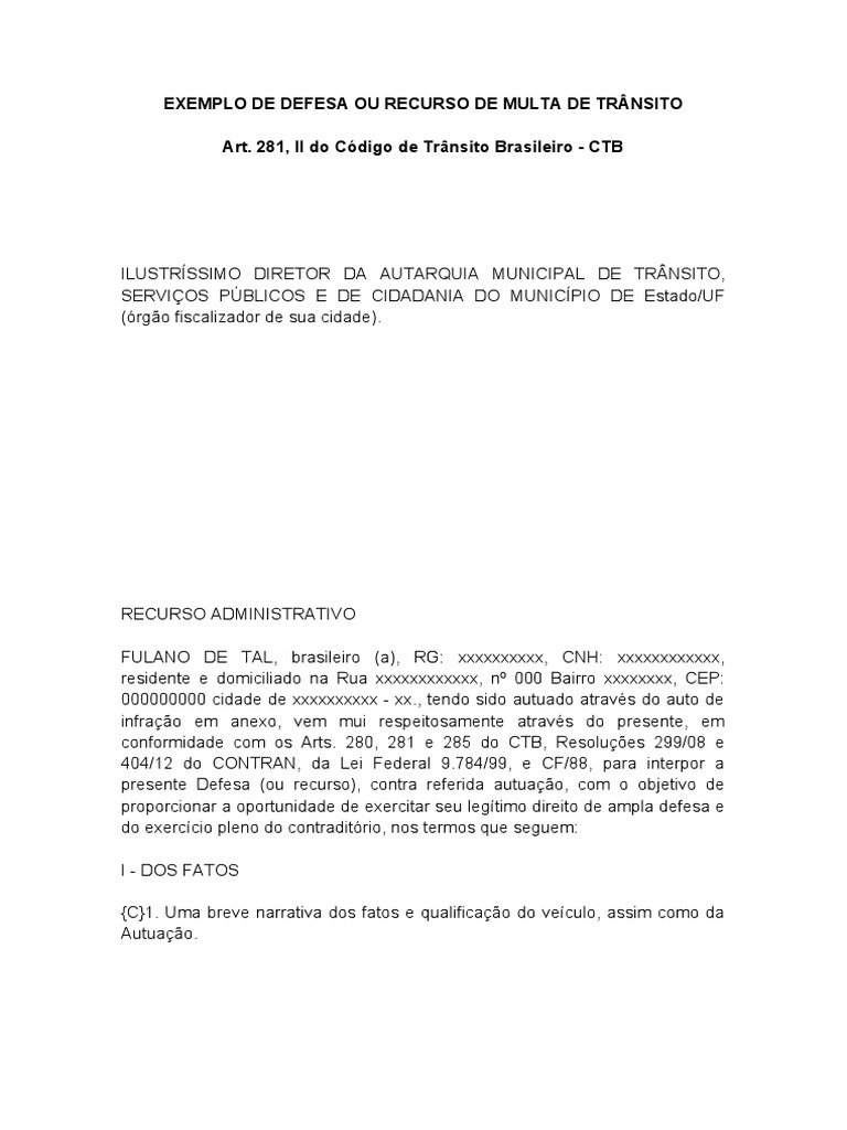 Modelo-Art. 281-II | PDF | Tráfego | Governo