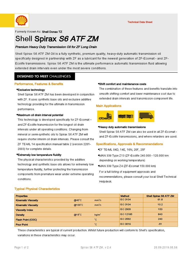Shell Spirax S6 ATF ZM | PDF | Transmission (Mechanics)