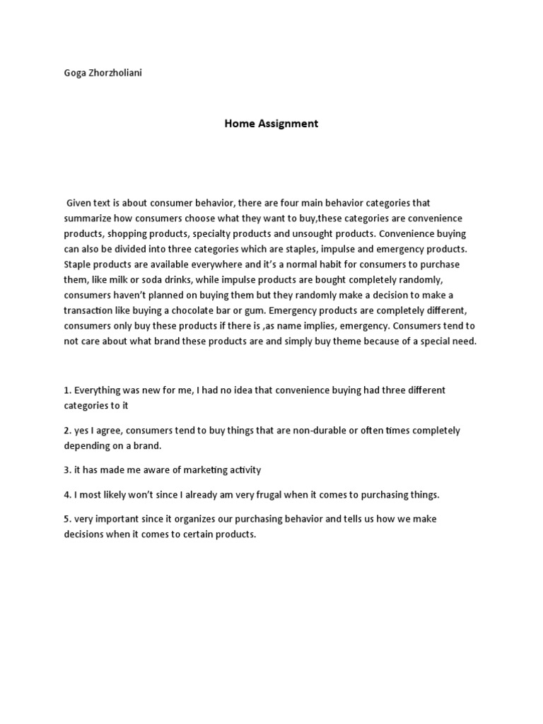 Home Assignment | PDF | Self-Improvement