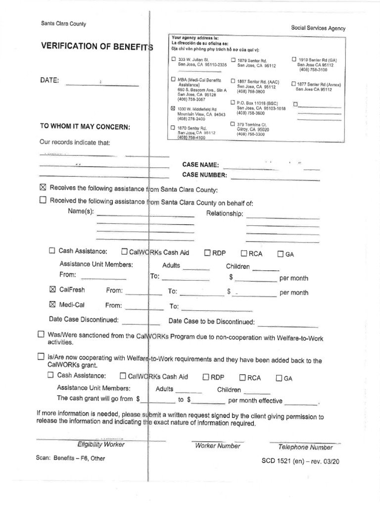 Sample Verification of Benefits (Means Tested Benefit Basis) | PDF