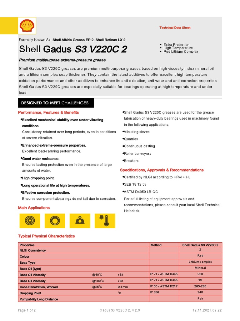 Shell Gadus S3 V220C 2 | PDF | Chemistry | Mechanical Engineering