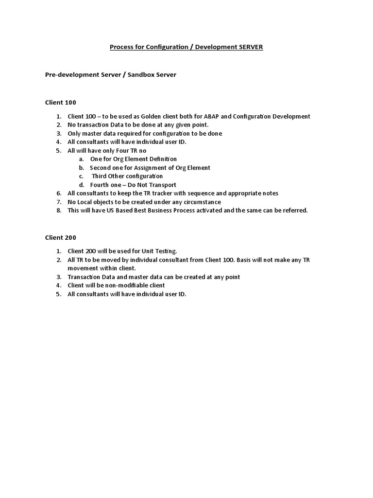 Process For Configuration / Development SERVER | PDF