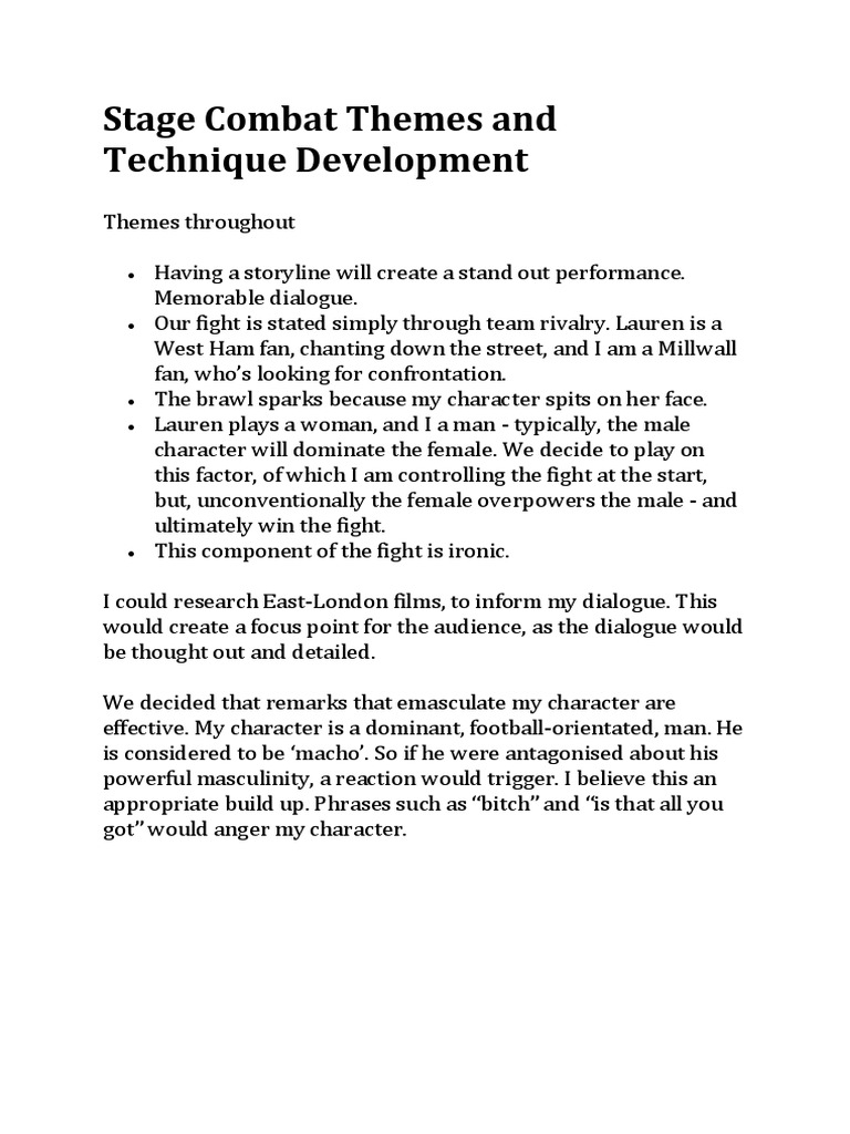 Stage Combat: Themes & Techniques | PDF