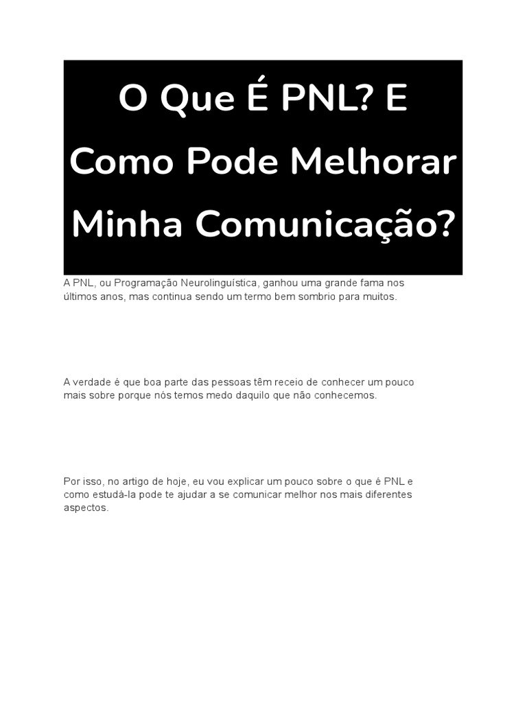 Comunicação e PNL | PDF | Comunicação | Programação neurolinguística