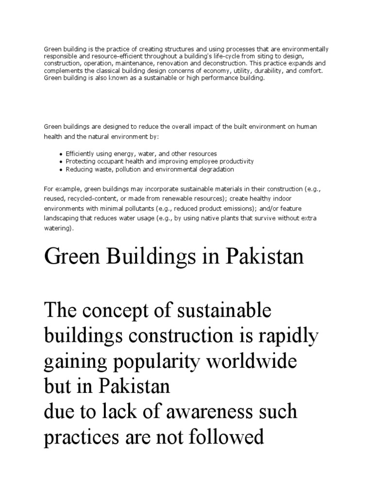 Green Buildings in Pakistan | PDF | Green Building | Sustainability