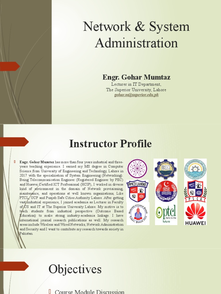 Network & System Administration: Engr. Gohar Mumtaz | PDF | Computer ...