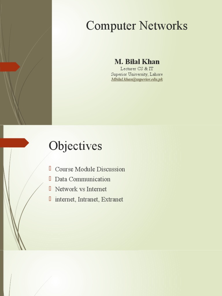 Computer Networks: M. Bilal Khan | PDF | Network Topology | Duplex (Telecommunications)