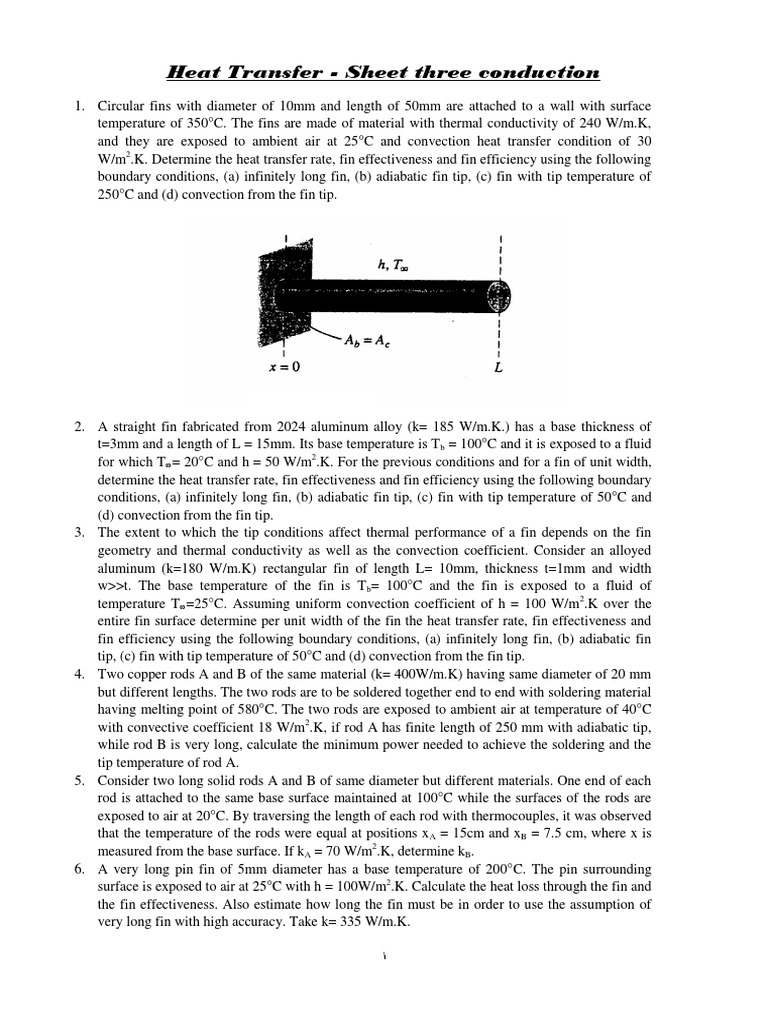 Sheet Three Conduction | PDF | Heat Transfer | Heat
