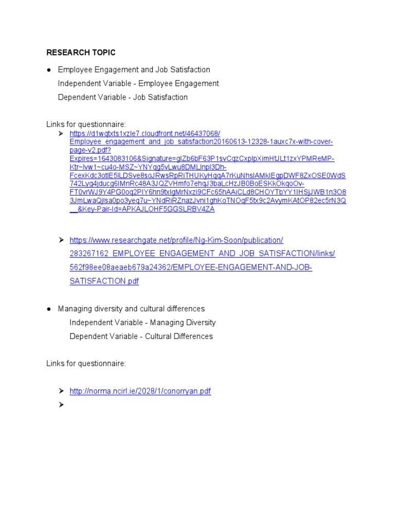 Research Topicquestionnaire | PDF