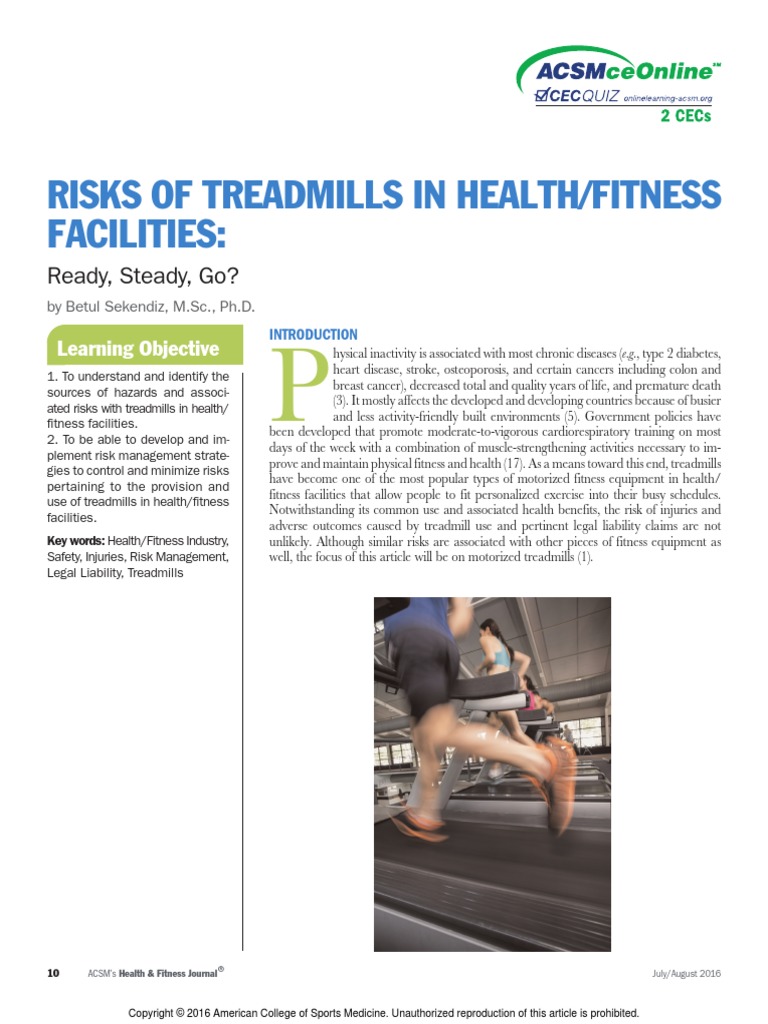 Risks of Treadmills in Health/Fitness Facilities:: Ready, Steady, Go ...