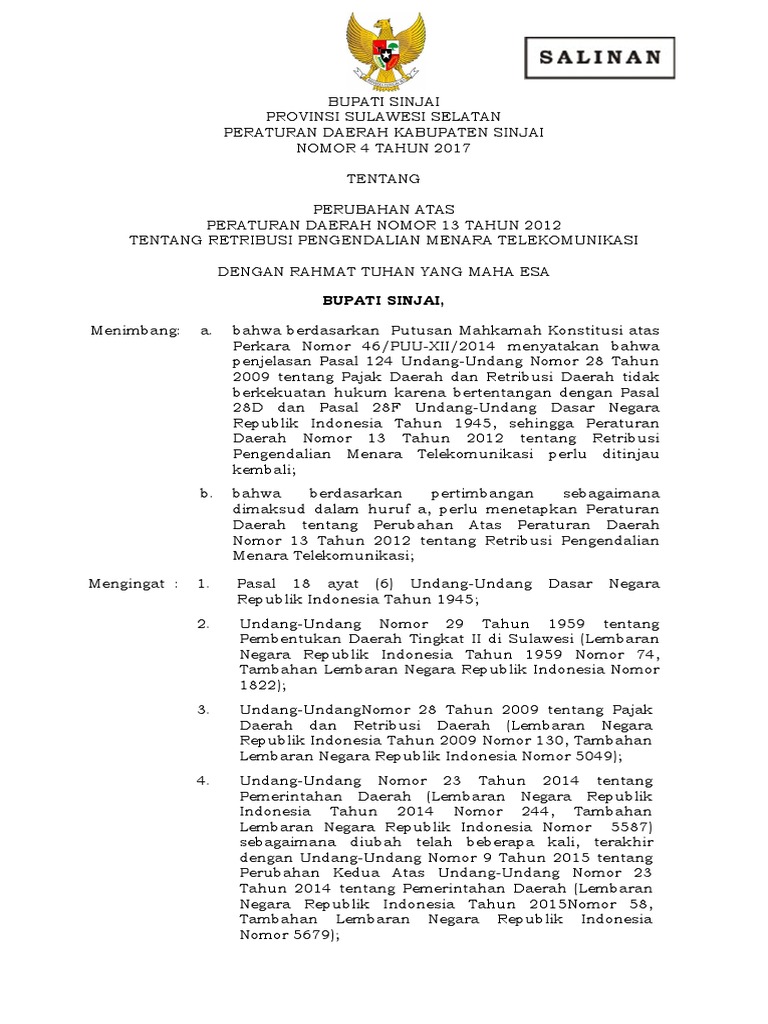 Perda No 4 Tahun 2017 Fix | PDF