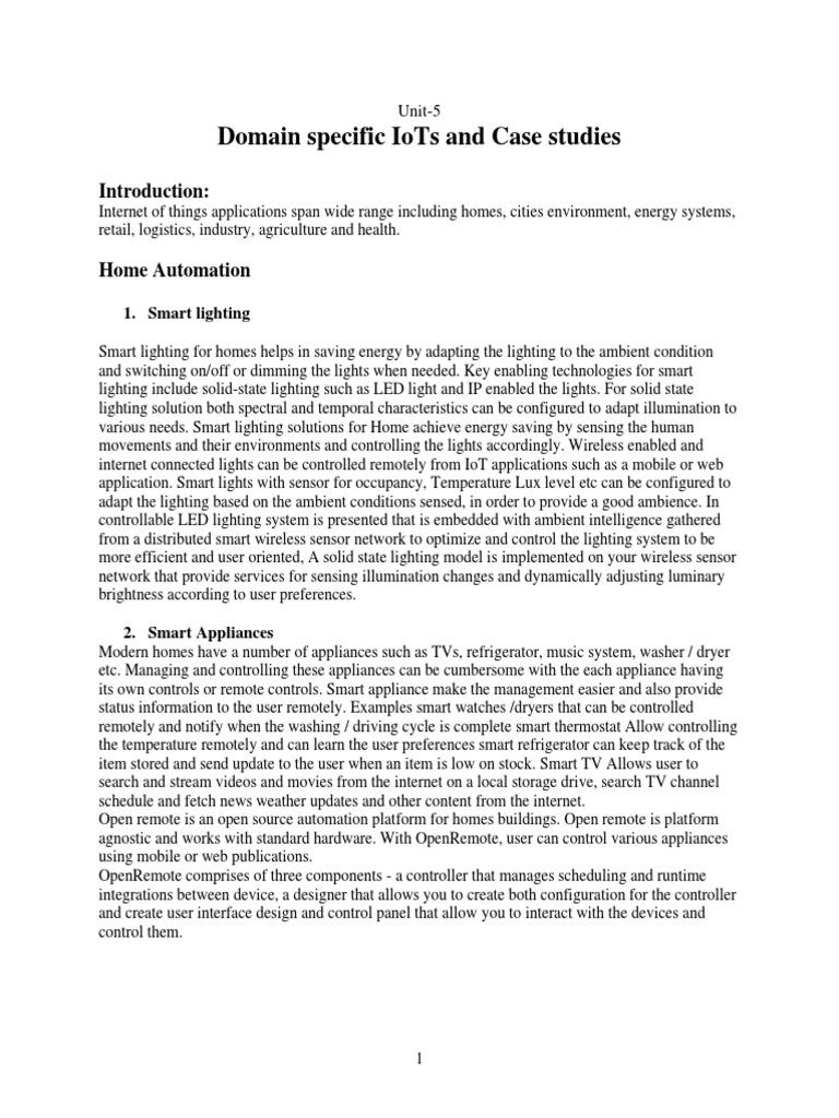 Domain Specific Iots and Case Studies: 1. Smart Lighting | PDF ...