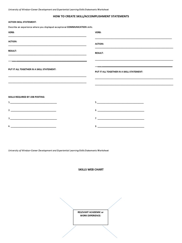 How To Create Skill/Accomplishment Statements | PDF | Cognition | Learning