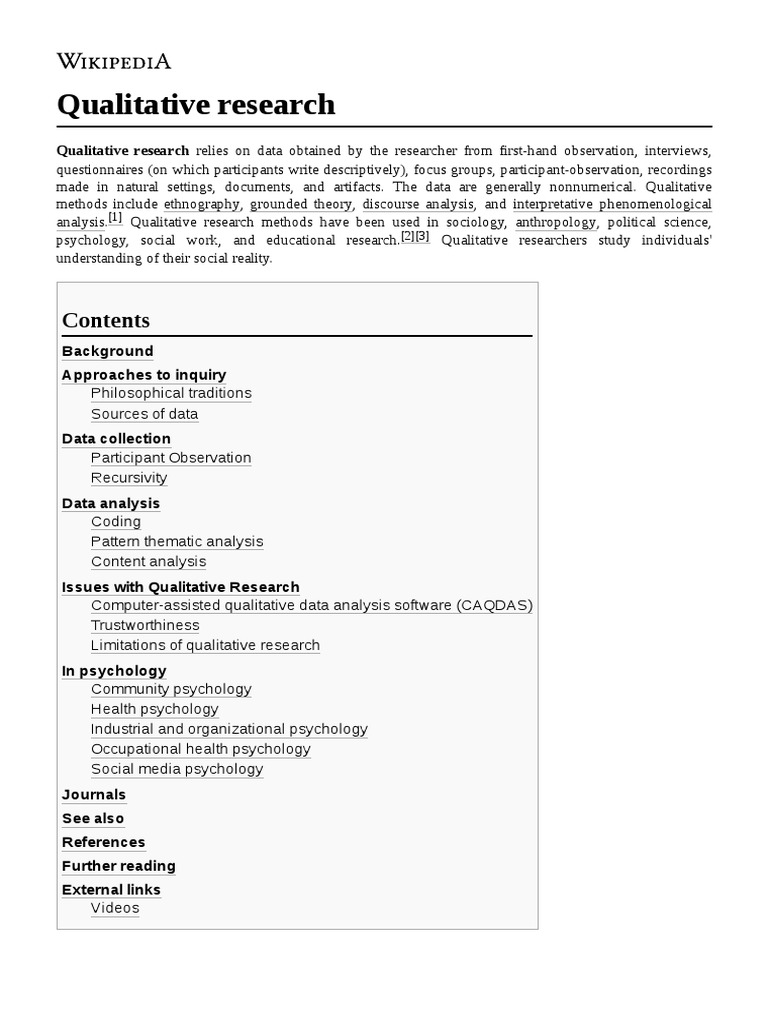 Qualitative Research | PDF | Qualitative Research | Research Methods