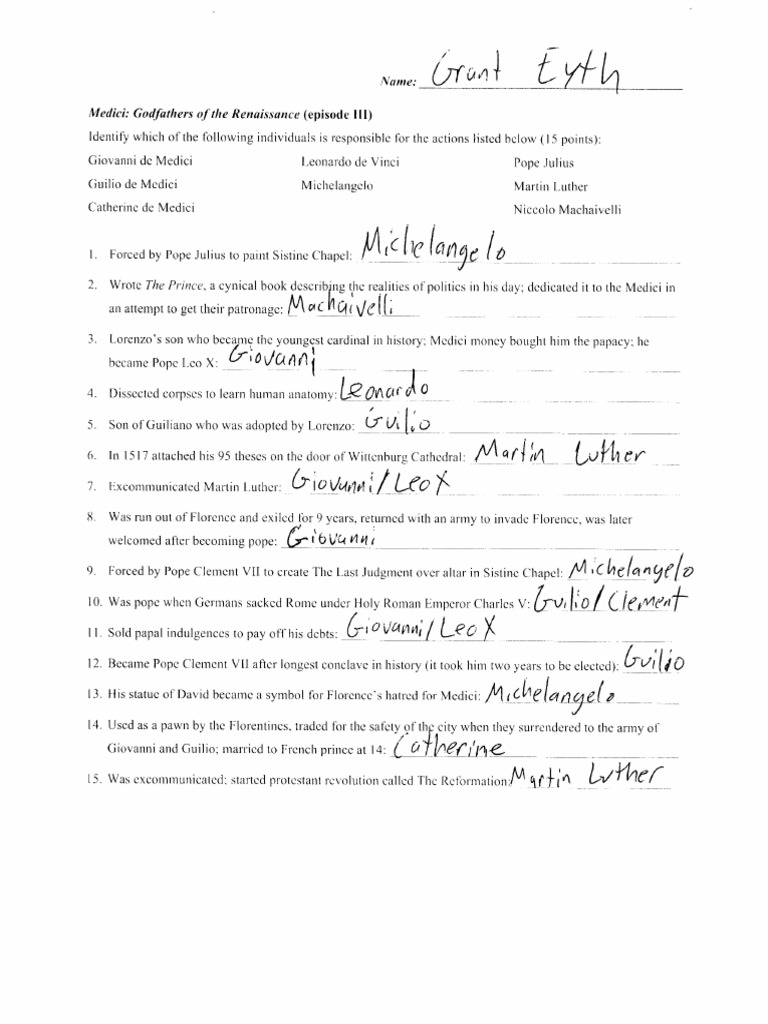 Medici Episode 3 Worksheet | PDF | Florence | House Of Medici