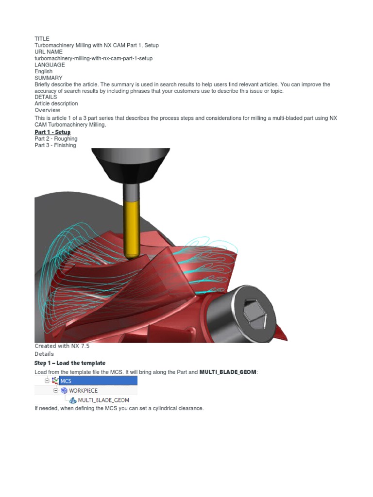 Turbomachinery Milling With NX CAM | PDF | Blade | Rotation Around A ...